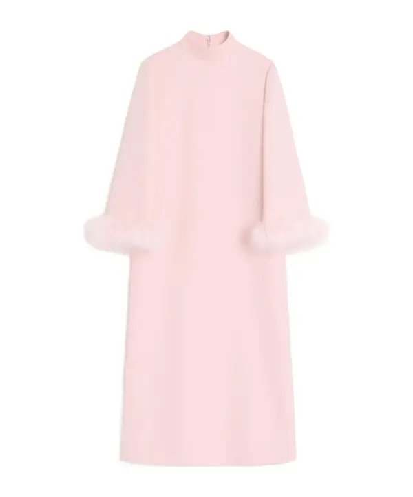 Valentino Garavani Crepe Couture Dress With Feather Trim - Pink