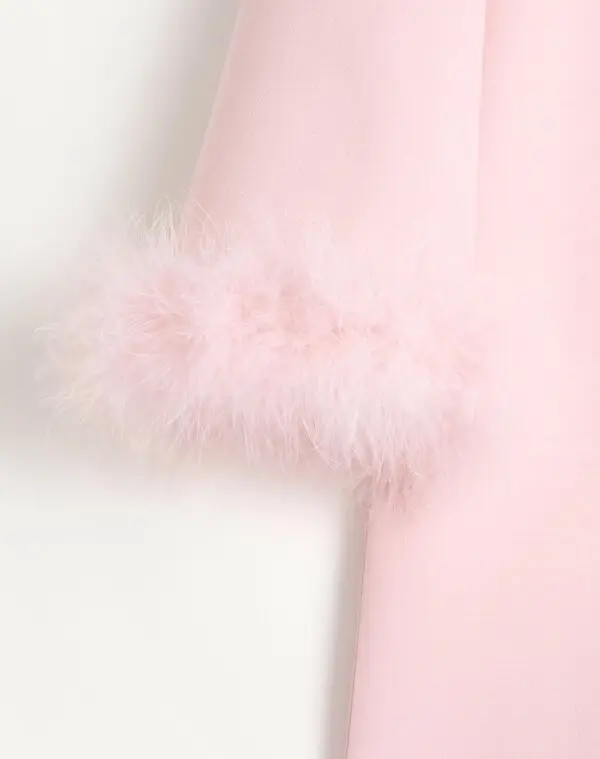 Valentino Garavani Crepe Couture Dress With Feather Trim - Pink