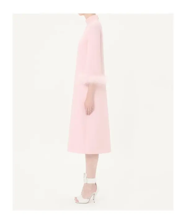 Valentino Garavani Crepe Couture Dress With Feather Trim - Pink