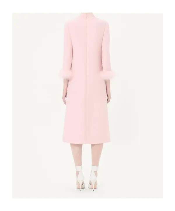 Valentino Garavani Crepe Couture Dress With Feather Trim - Pink