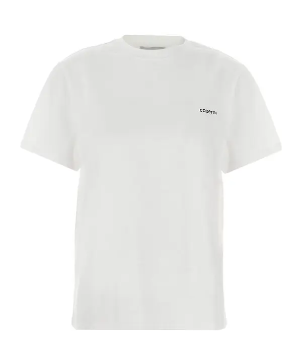 Coperni Logo Printed Crewneck T-shirt - White/black