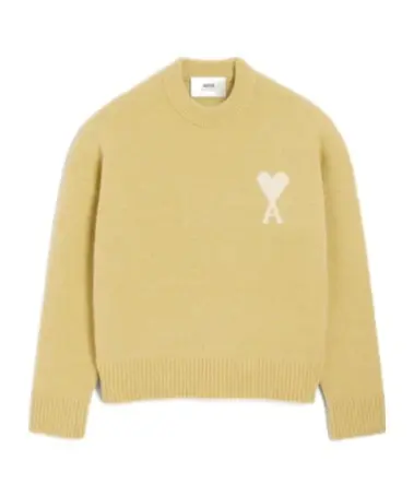 Ami De Coeur Sweater - Lemon Green/off-white