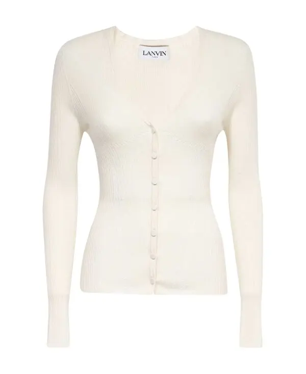 LANVIN V-neck Knitted Cardigan - White