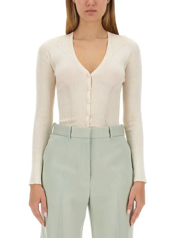 LANVIN V-neck Knitted Cardigan - White