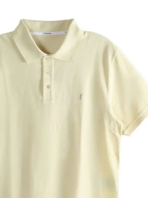 Saint Laurent Cassandre Embroidered Short-sleeved Polo Shirt