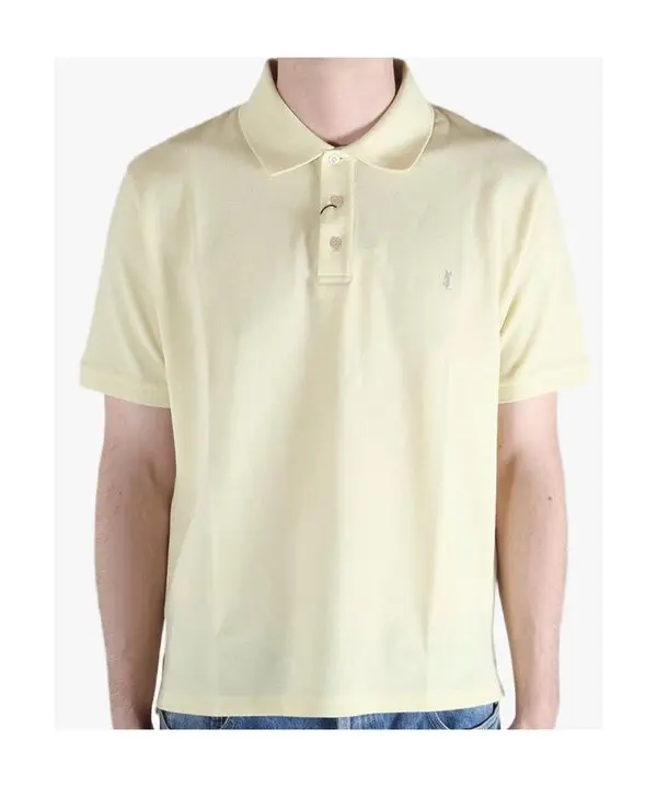 Saint Laurent Cassandre Embroidered Short-sleeved Polo Shirt