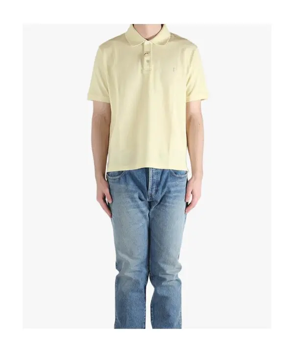 Saint Laurent Cassandre Embroidered Short-sleeved Polo Shirt