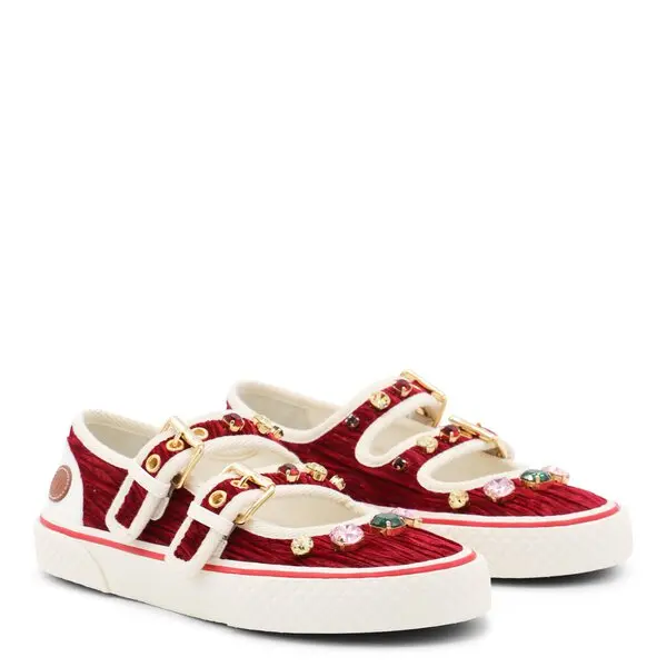 Valentino Garavani Embellished Double-buckle Sneakers