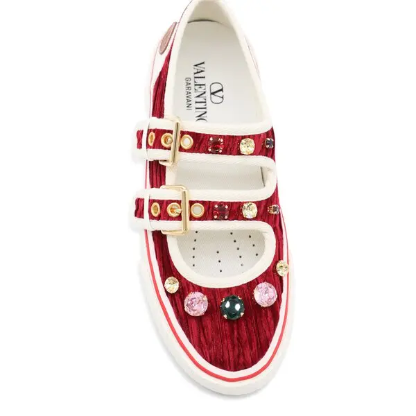 Valentino Garavani Embellished Double-buckle Sneakers