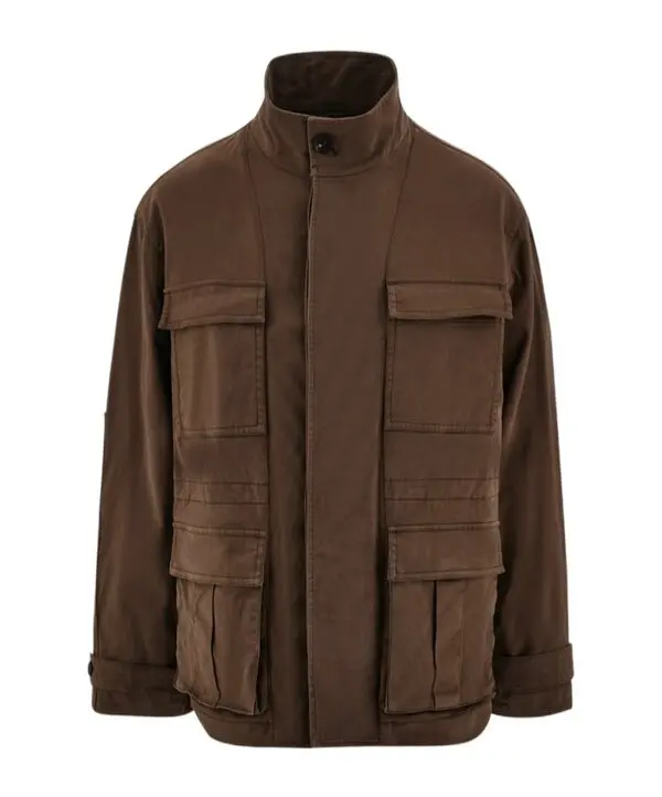 FERRAGAMO High Neck Jacket With Drawstring Waist - Green