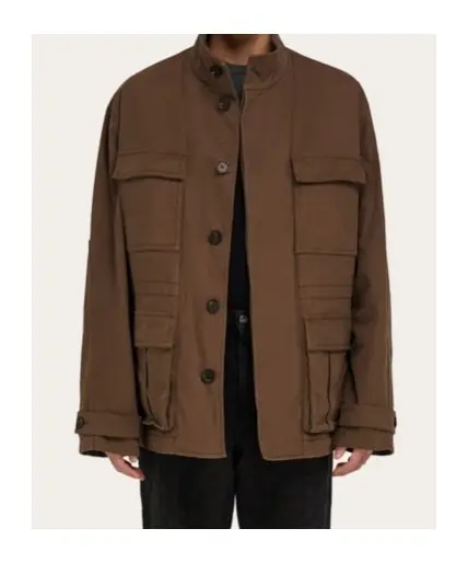 FERRAGAMO High Neck Jacket With Drawstring Waist - Green