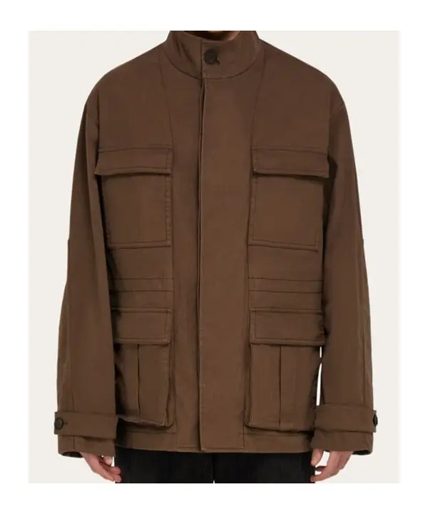 FERRAGAMO High Neck Jacket With Drawstring Waist - Green