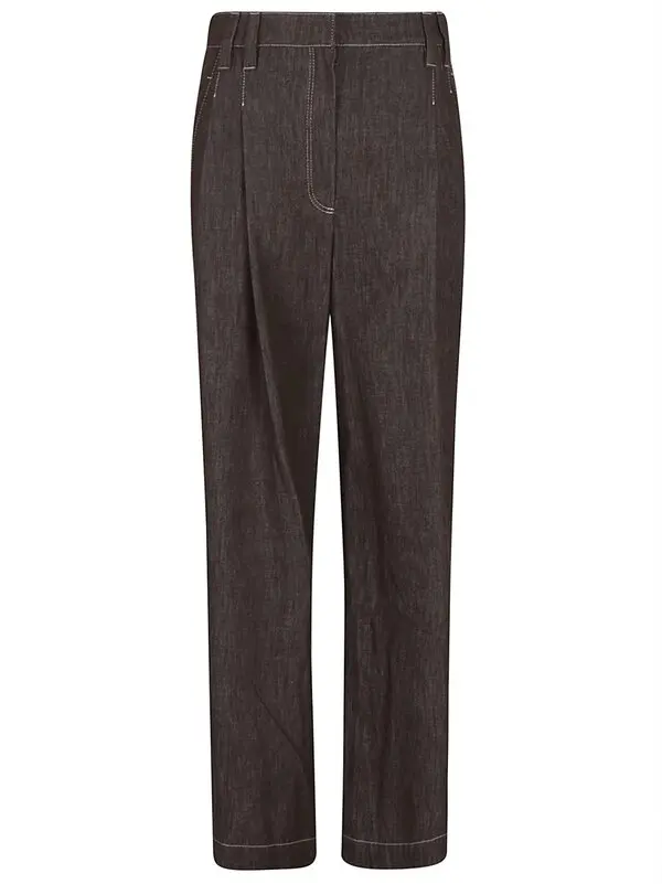 Brunello Cucinelli Straight-leg Box-pleat Trousers - Black