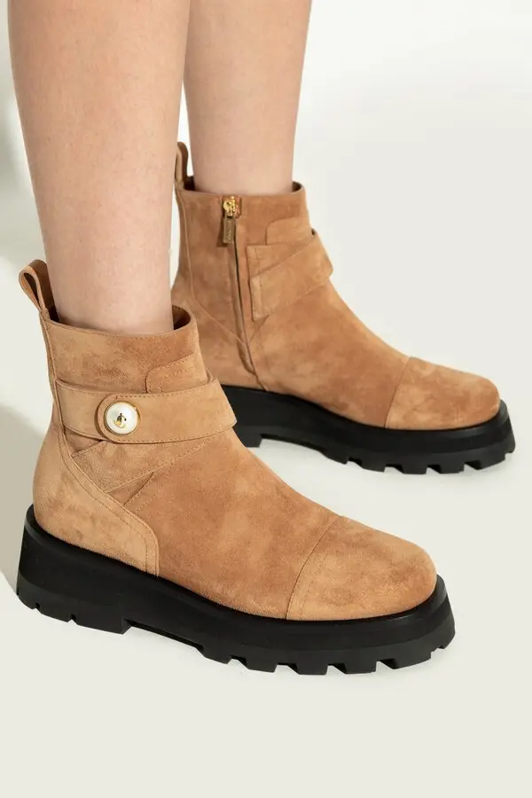 JIMMY CHOO Buckled Platform Boots - Beige