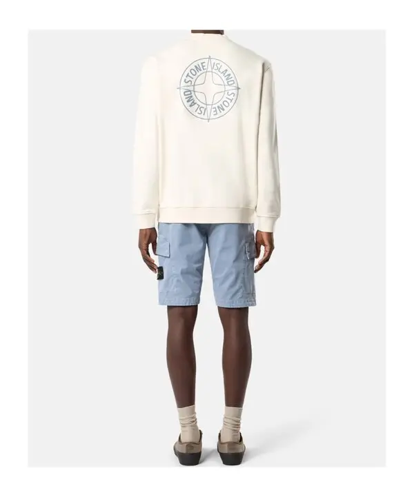 Stone Island Logo Printed Crewneck Sweatshirt - Ivory