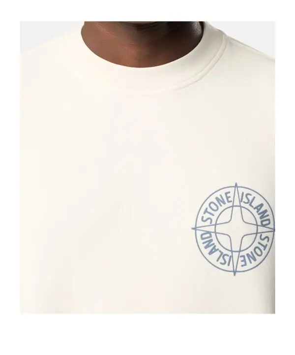 Stone Island Logo Printed Crewneck Sweatshirt - Ivory