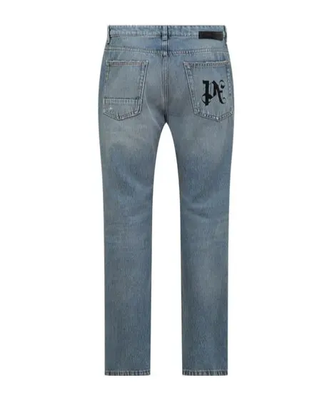 Palm Angels Straight Leg Distressed Jeans - Gray