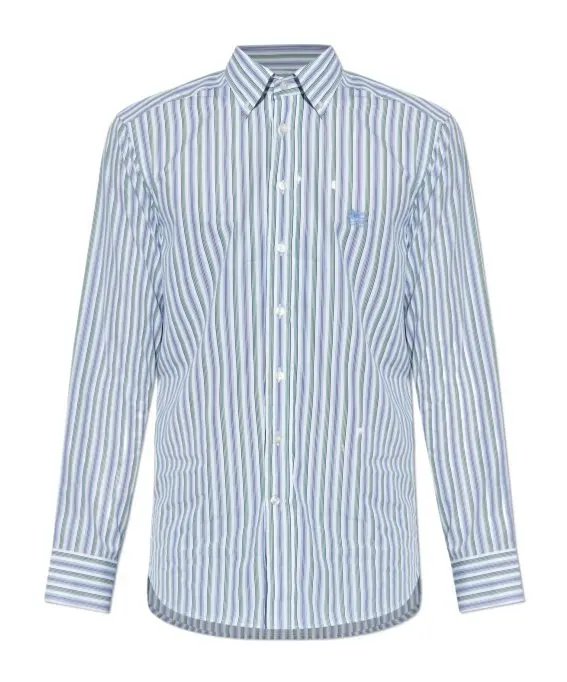 Etro Pegaso Embroidered Striped Shirt