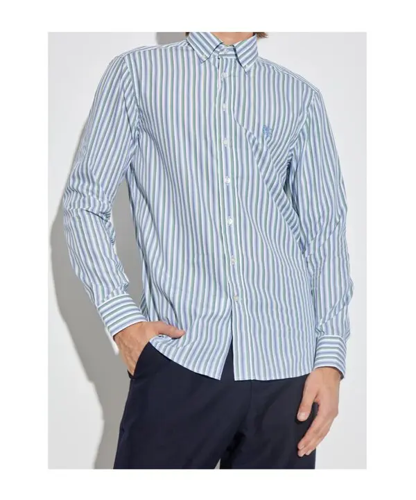 Etro Pegaso Embroidered Striped Shirt
