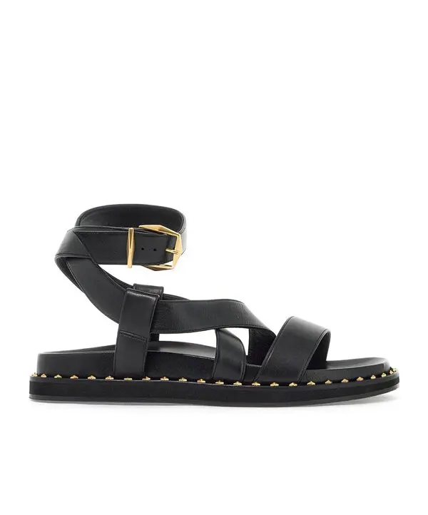 JIMMY CHOO Flat Sandals With Buckle And Stud Detailing