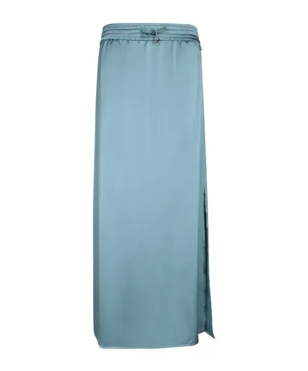 Herno Satin Midi Skirt With Drawstring Waist And Side Slits