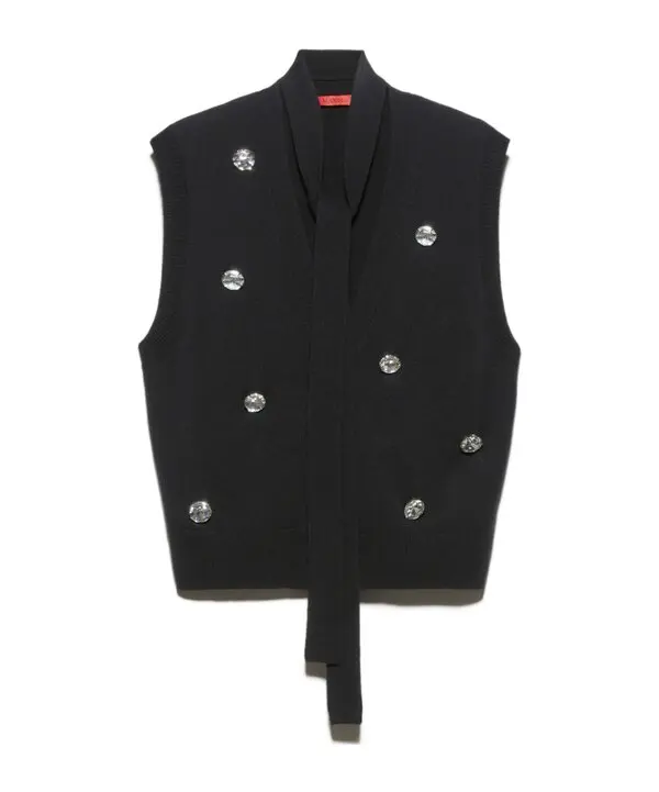 MAXCO. Max&co. Sleeveless Knitted Vest With Rhinestones