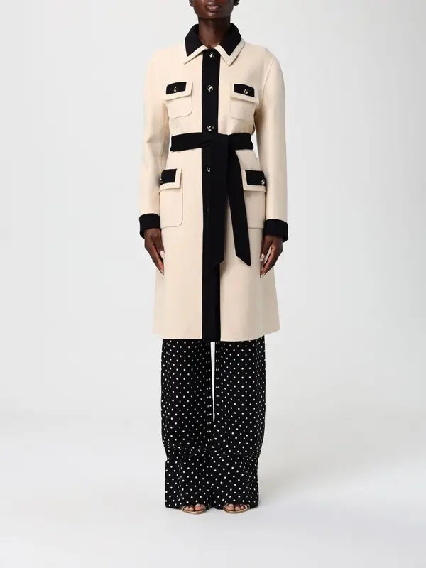 Valentino Garavani Belted Wool Blend Coat With Contrast Trim - No