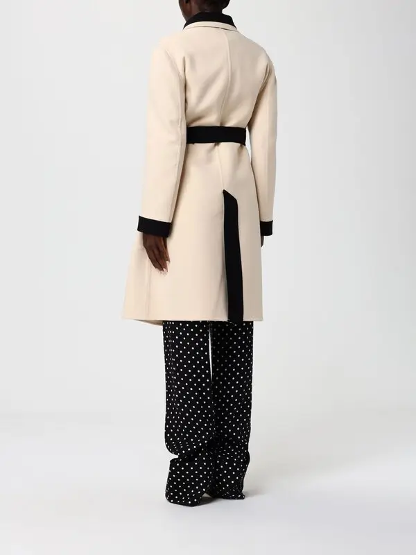 Valentino Garavani Belted Wool Blend Coat With Contrast Trim - No
