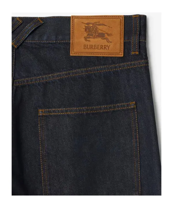 Burberry Logo Patch Turn-up Hem Jeans - Black