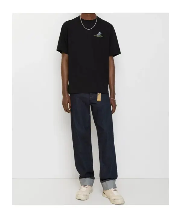 Burberry Logo Patch Turn-up Hem Jeans - Black