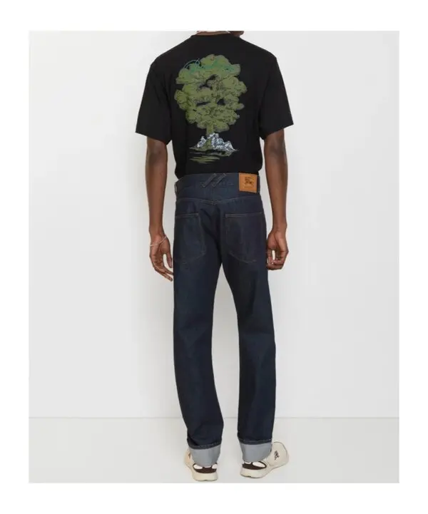 Burberry Logo Patch Turn-up Hem Jeans - Black