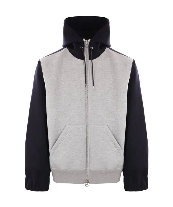 Sacai Drawstring Zip-up Hoodie - Gray