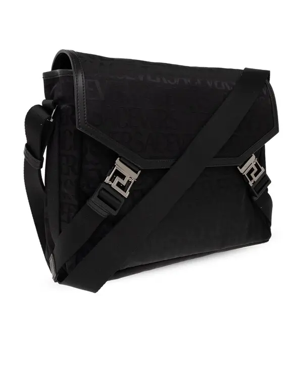 Versace All-over Logo Foldover Messenger Bag