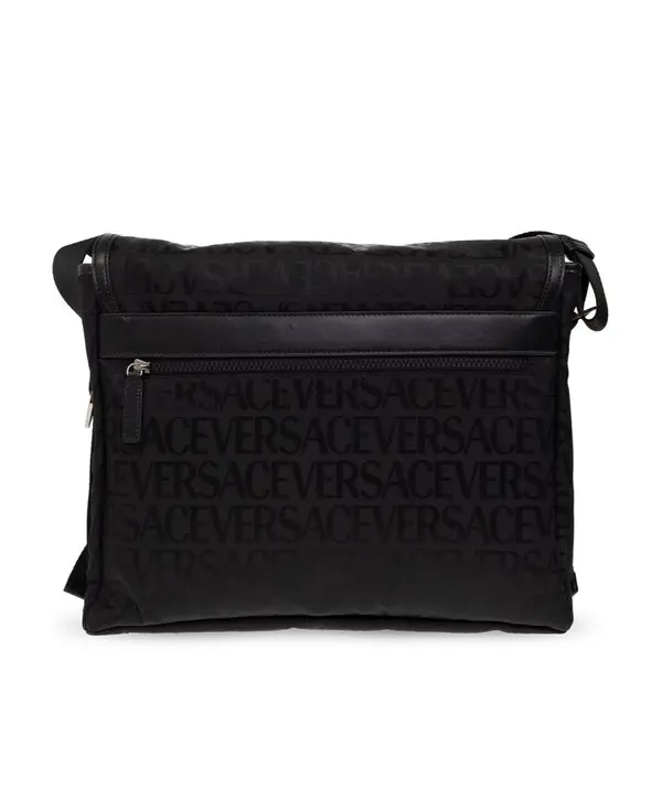 Versace All-over Logo Foldover Messenger Bag