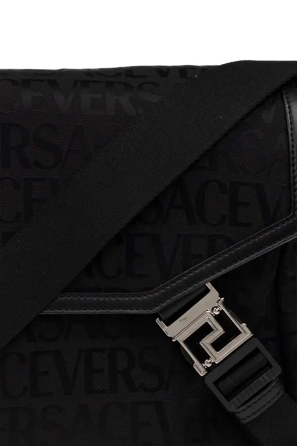 Versace All-over Logo Foldover Messenger Bag