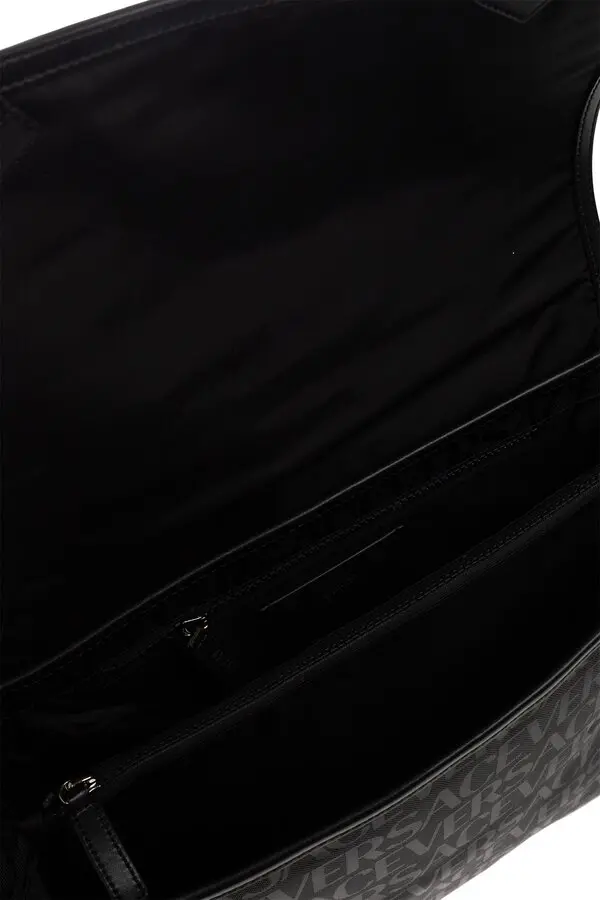 Versace All-over Logo Foldover Messenger Bag