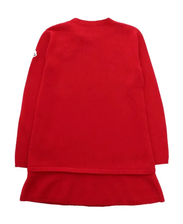 Moncler Logo Intarsia Knit Crewneck Dress - Red