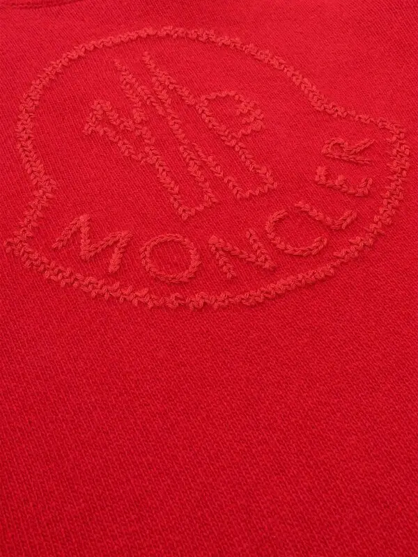 Moncler Logo Intarsia Knit Crewneck Dress - Red