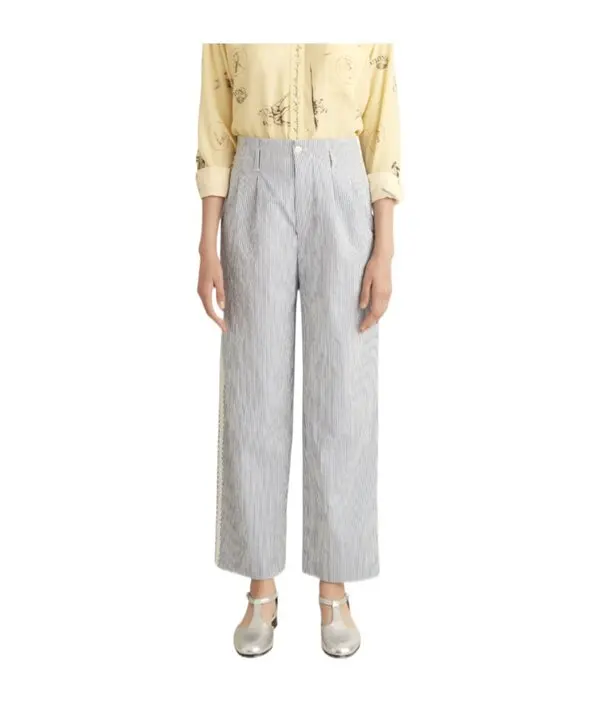 BODE Striped Wide-leg Casual Trousers - Gray