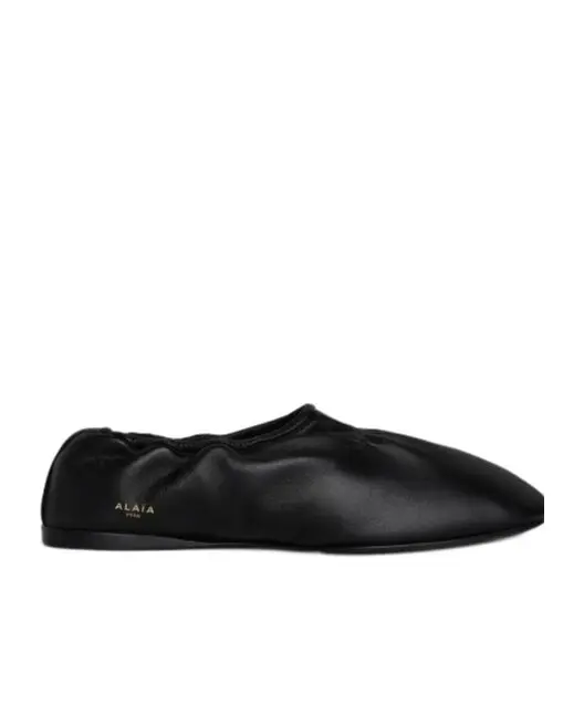 Alaïa Ruched Nappa Lambskin Ballet Flats - Black