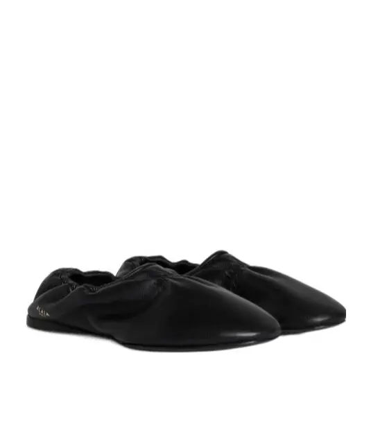 Alaïa Ruched Nappa Lambskin Ballet Flats - Black