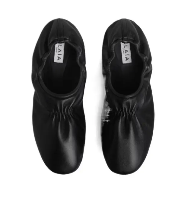 Alaïa Ruched Nappa Lambskin Ballet Flats - Black