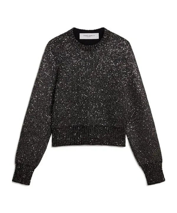 GOLDEN GOOSE Sequin Embellished Crewneck Jumper - Black