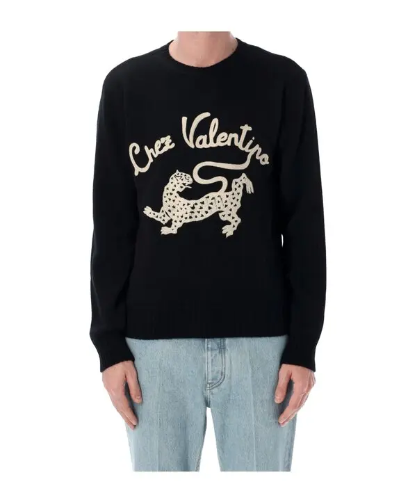 Valentino Garavani Animal Embroidered Crewneck Jumper