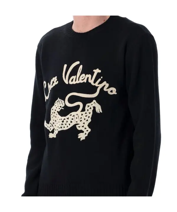 Valentino Garavani Animal Embroidered Crewneck Jumper