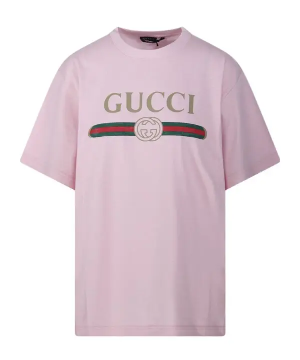 Gucci Logo Printed Cotton And Silk Jersey T-shirt - Blush