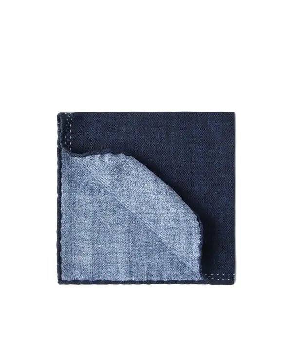 Brunello Cucinelli Melange Logo Pocket Square - Navy Blue