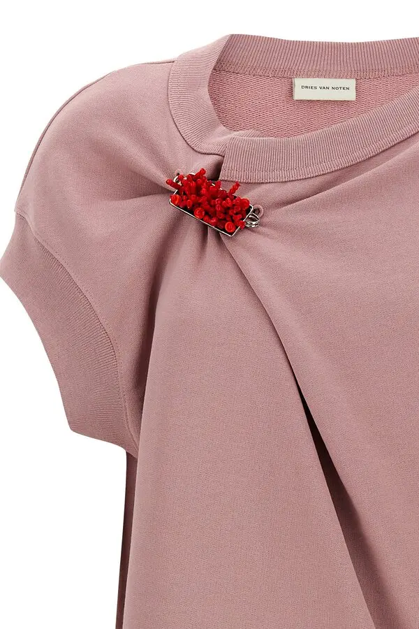 Dries Van Noten Sleeveless Pleated Sweatshirt With Pin Detail