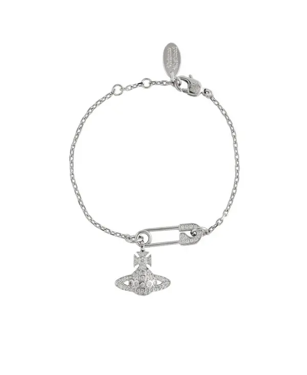 VIVIENNE WESTWOOD Orb Logo Safety Pin Bracelet - Gray