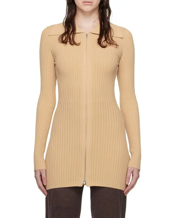 Nanushka Mardi Ribbed Knit Zip Cardigan